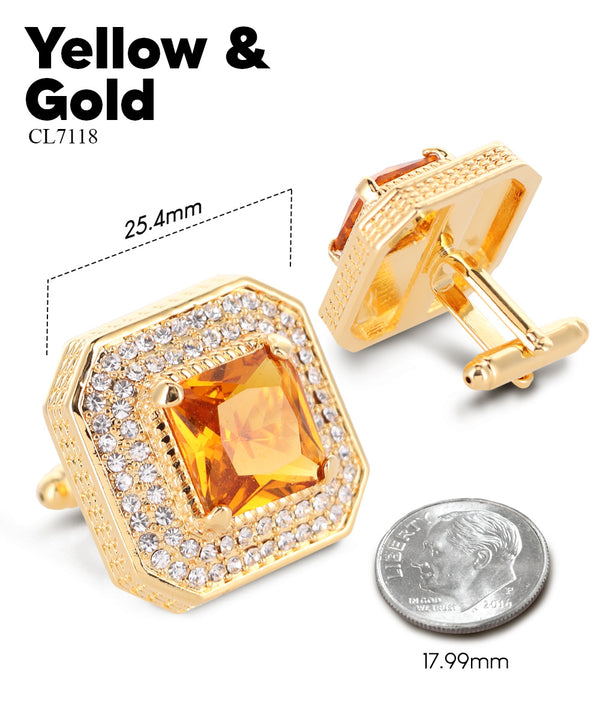 Vittorio Vico Men's Red and Silver Square Colored Crystal Diamond Set Cufflinks: CL71XX Series ...